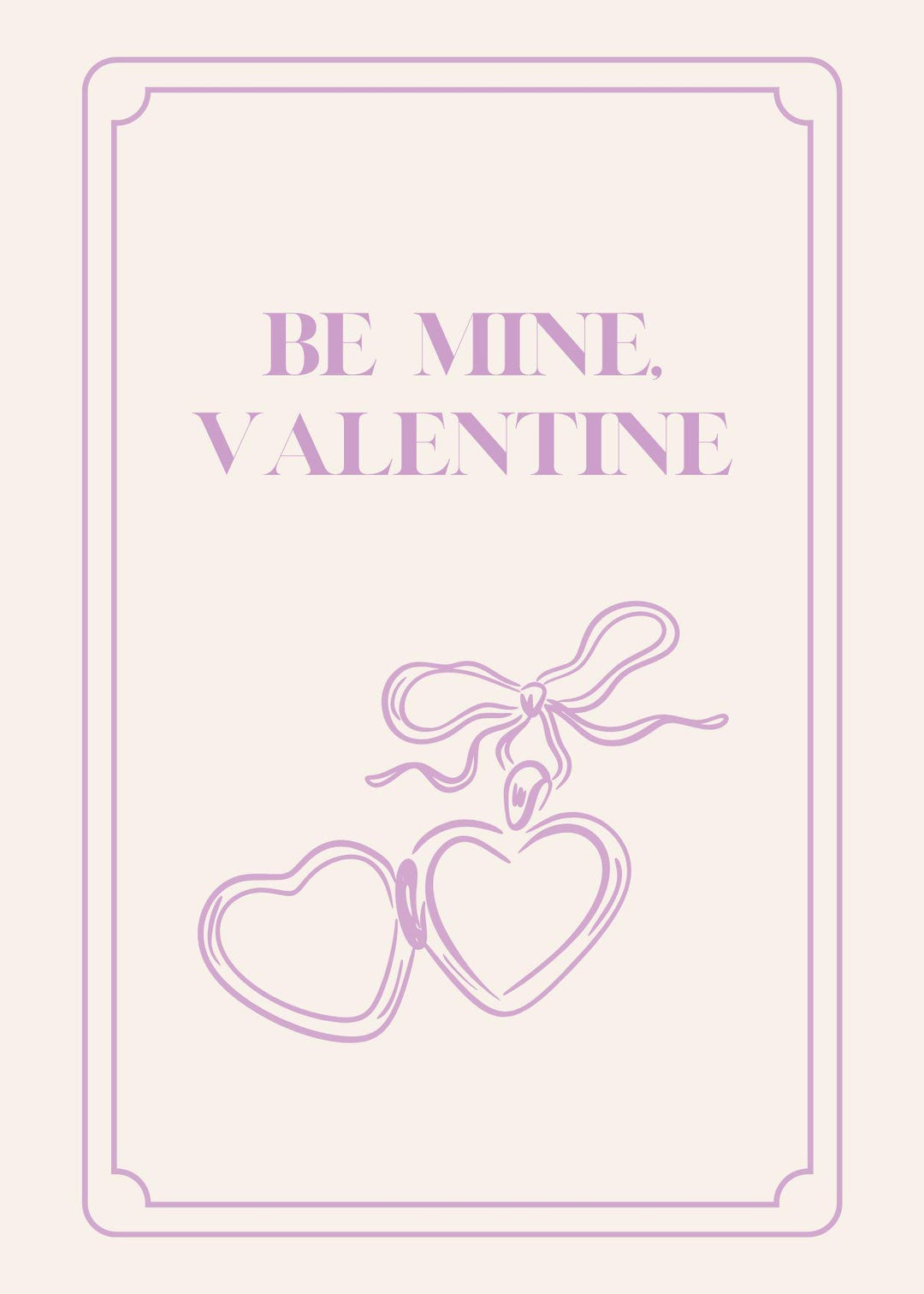 Printable Be Mine Bow Valentine's Card 5x7" - Etsy