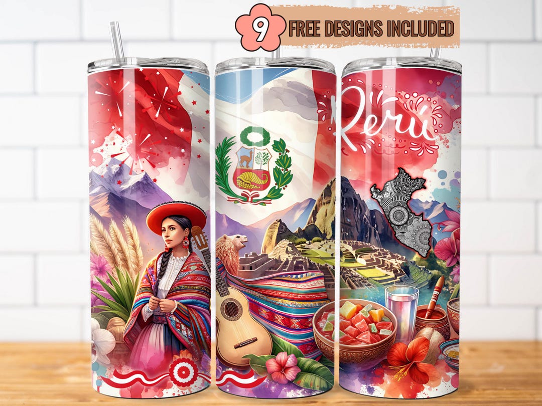 Peru Flag Tumbler Wrap: Peruvian Pride Sublimation Design (PNG Digital ...