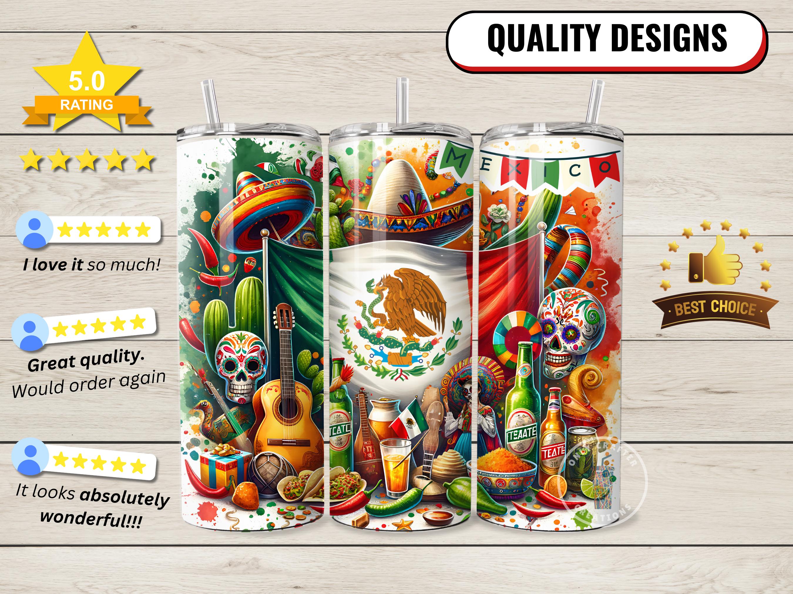 Mexican Flag Tumbler Wrap, Patriotic Sublimation Design, Digital ...