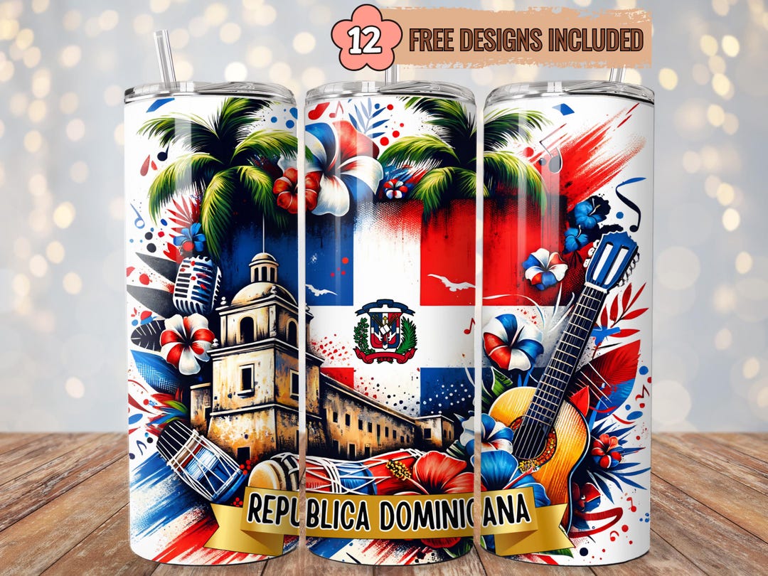 Dominican Republic Flag Tumbler Wrap: 20oz Skinny Sublimation (digital ...