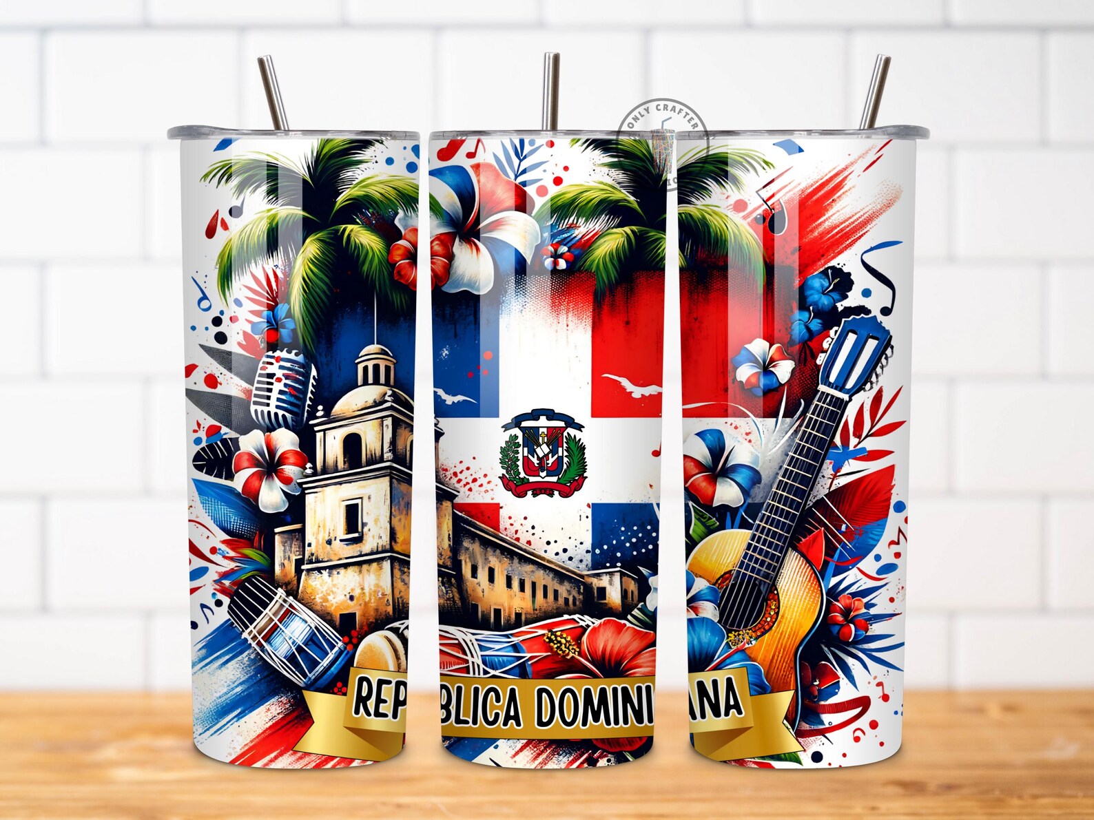 Dominican Republic Flag Tumbler Wrap, 20 Oz Skinny Sublimation Design ...
