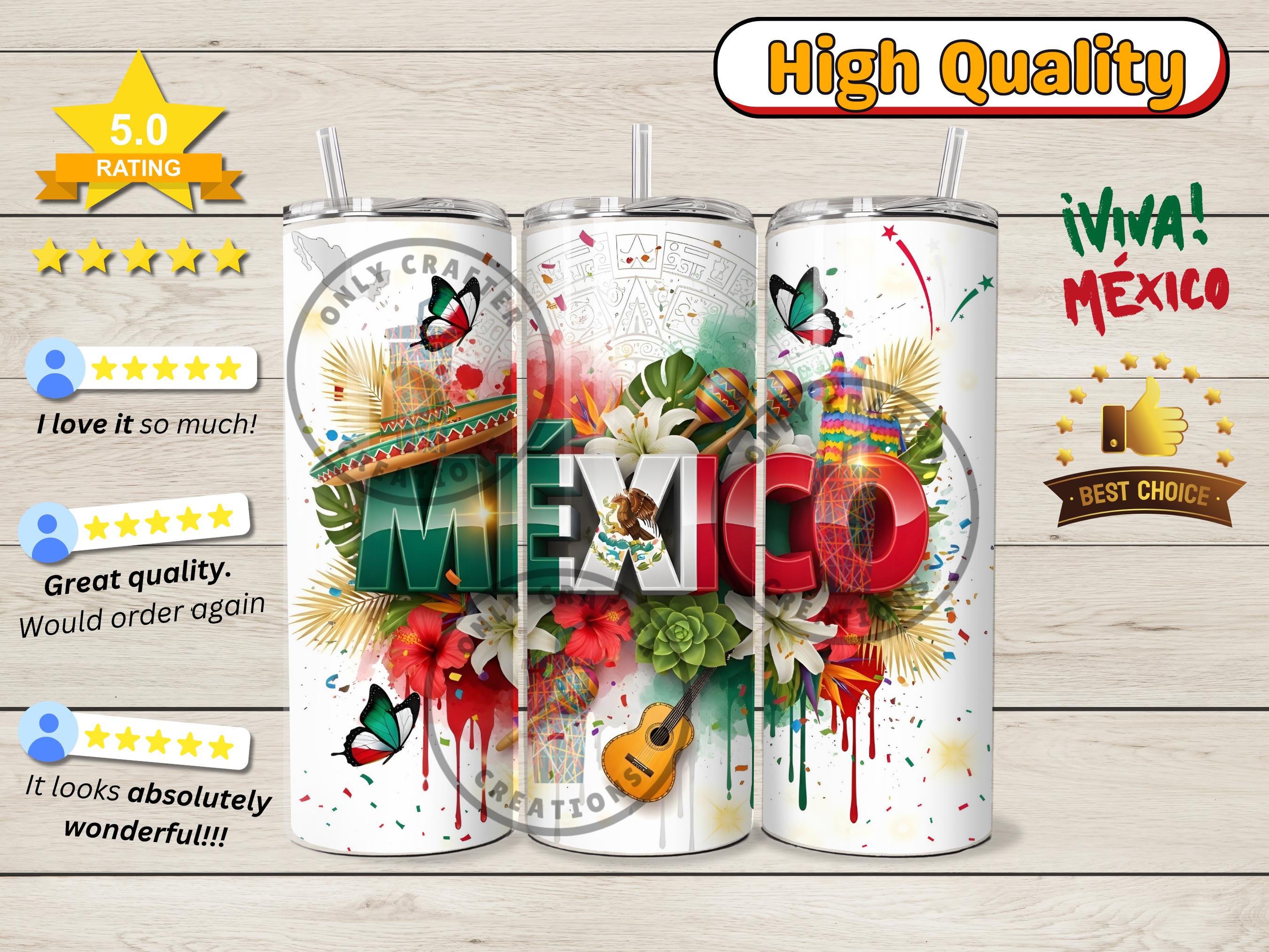 Mexican Flag Tumbler Wrap Mexico Pride, 20 Oz Skinny Tumbler ...
