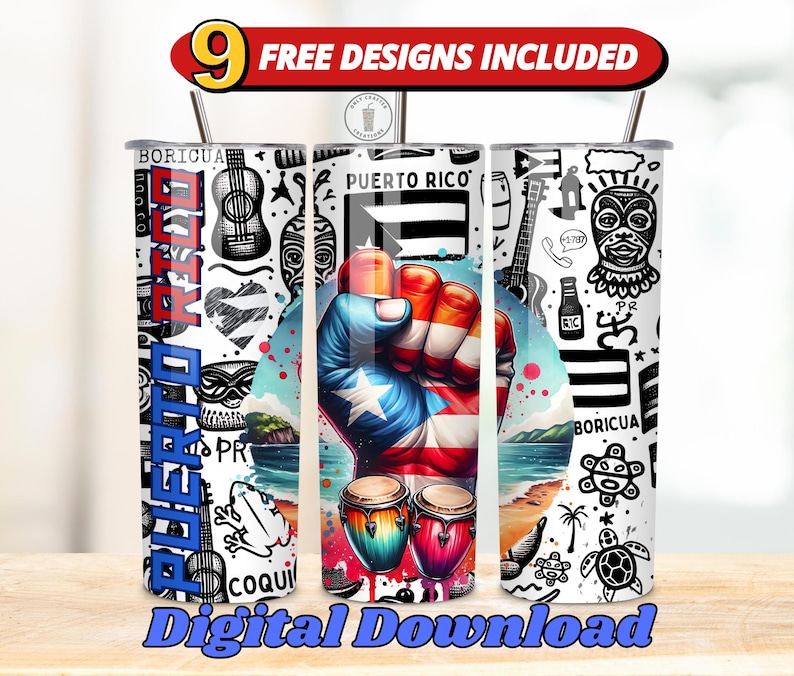 Puerto Rican Flag Tumbler Sublimation Design: Boricua Pride (digital ...