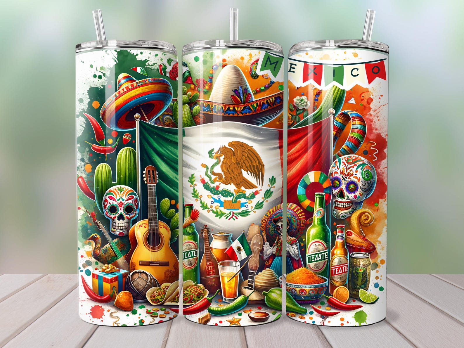 Mexican Flag Tumbler Wrap, Patriotic Sublimation Design, Digital ...