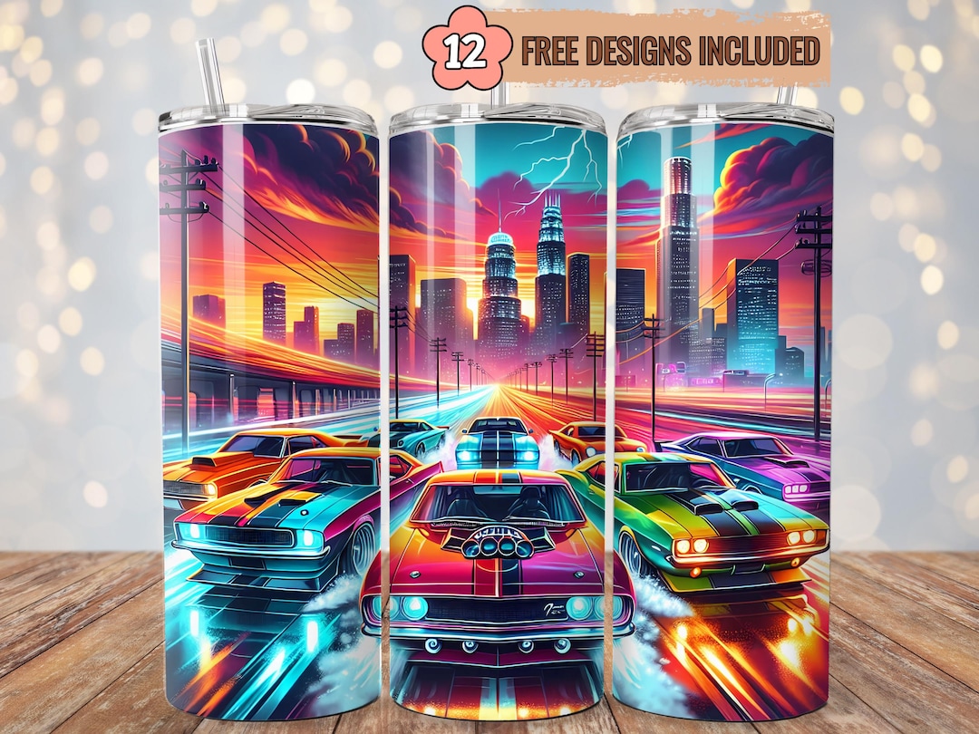 Vintage Muscle Car Tumbler Wrap: Retro Sublimation Design (PNG) - Etsy