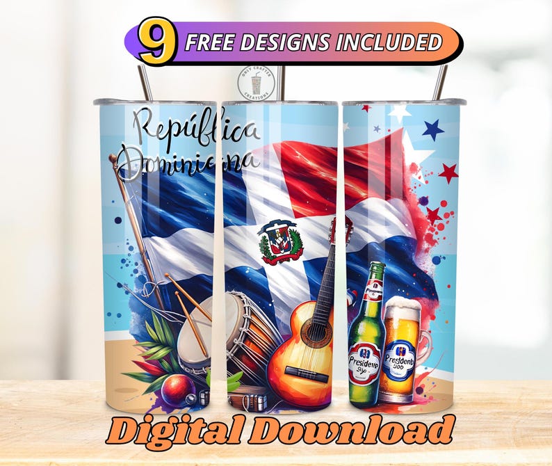 Dominican Republic Flag Tumbler Wrap, 20oz Dominican Pride PNG, Digital ...