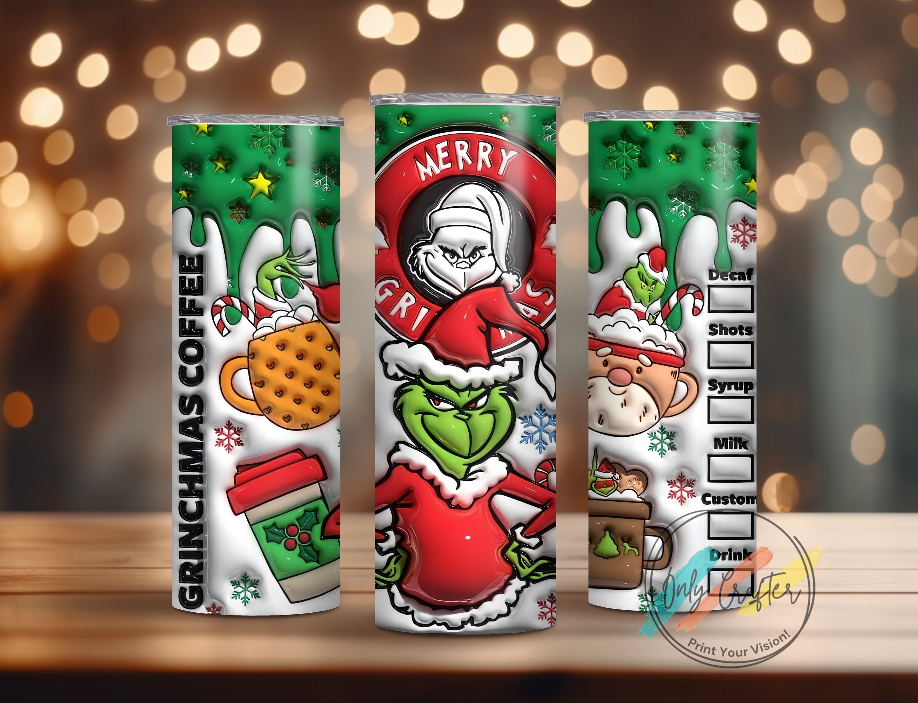 Unique Grinch Custom 3D Paint Drip Pink Purple Christmas 20oz Tumbler ...