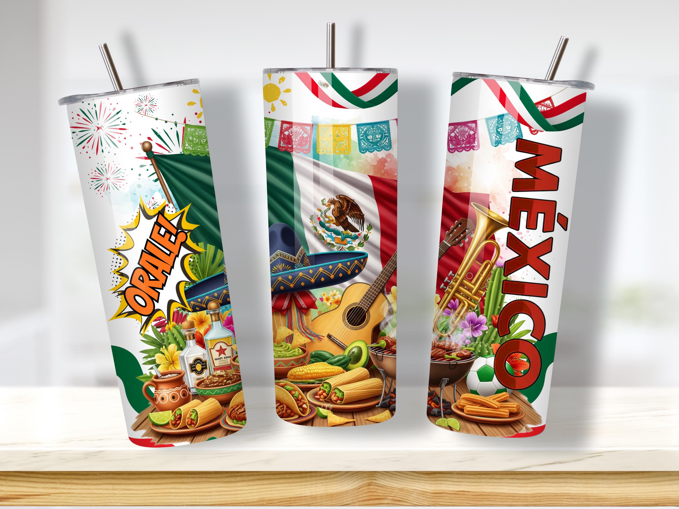 Mexican Flag Tumbler Wrap Mexico Pride, 20 Oz Skinny Sublimation PNG ...