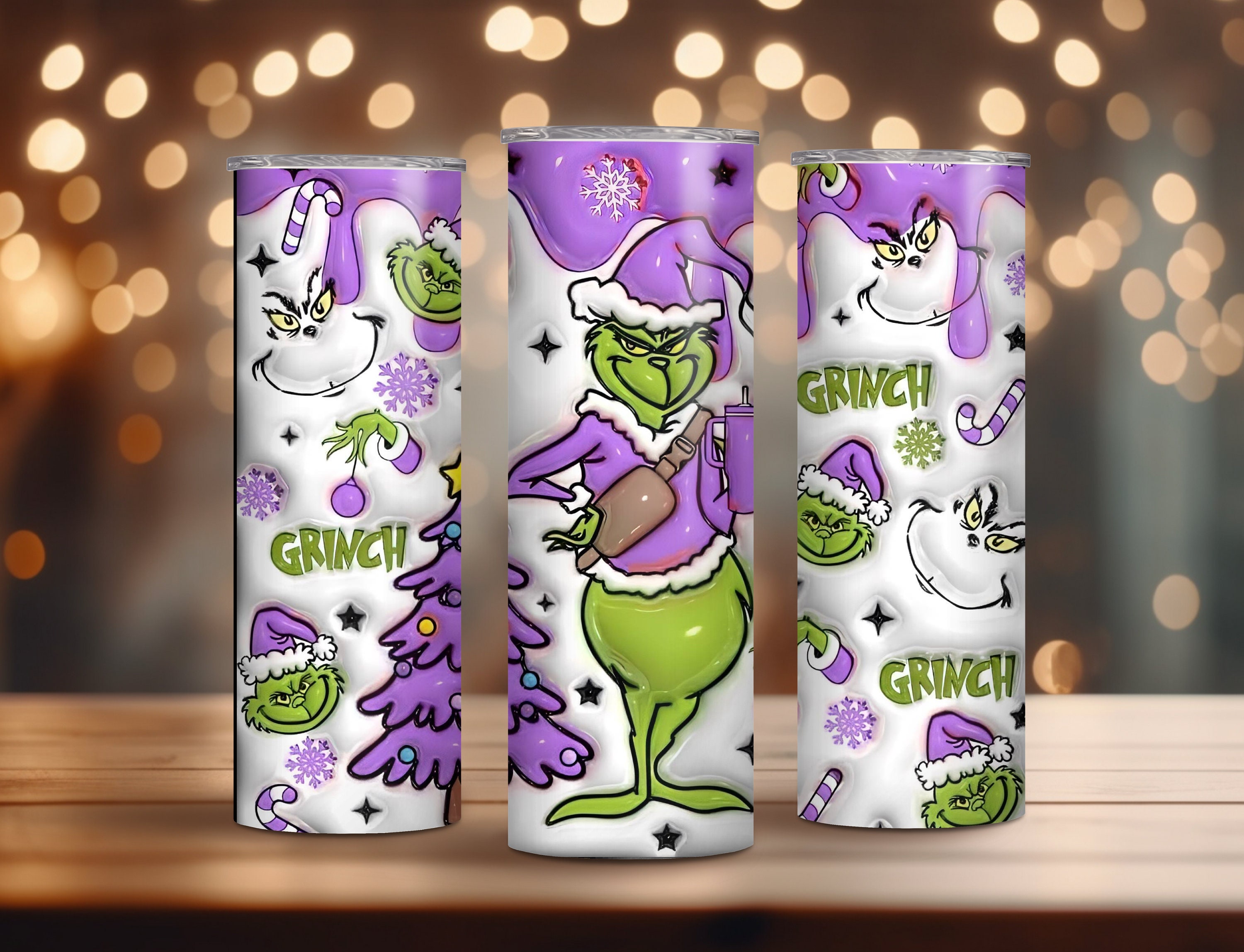 Unique Grinch Custom 3D Paint Drip Pink Purple Christmas 20oz Tumbler ...