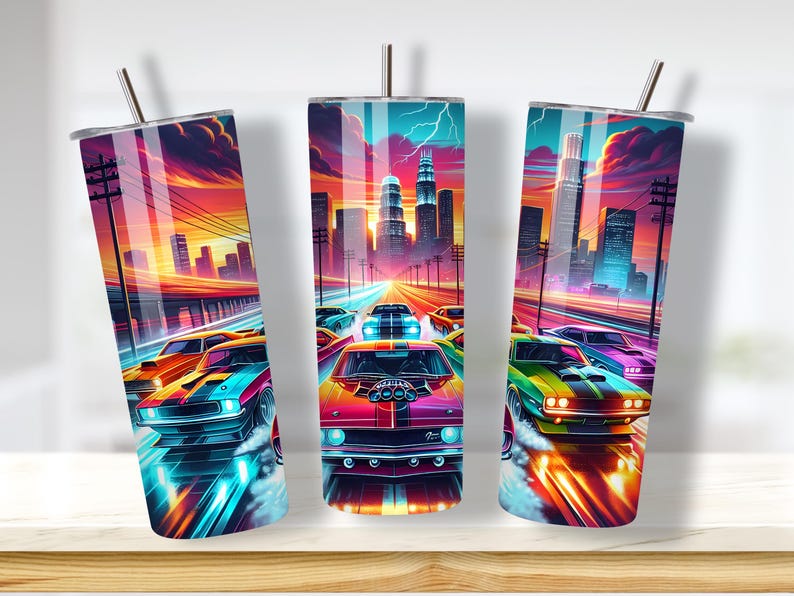 Vintage Muscle Car Tumbler Wrap: Retro Sublimation Design (PNG) - Etsy