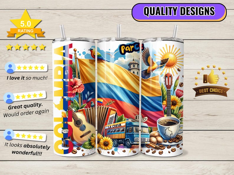 Colombia Flag Tumbler Wrap Tri Color, 20 Oz Skinny Tumbler Sublimation ...