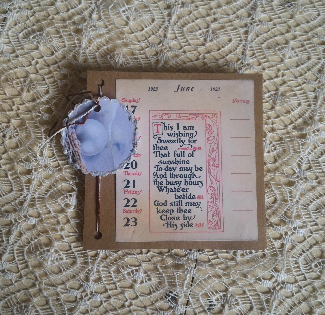 Handmade June Birthday Card: Vintage Calendar Page With 3D Pearl ...