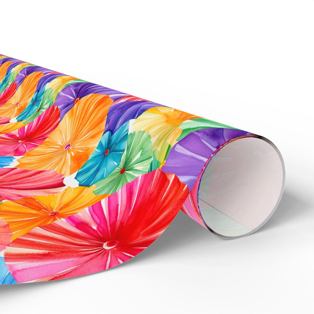 Colorful Umbrella Pattern Gift Wrap – Floral Fine Art Paper - Etsy