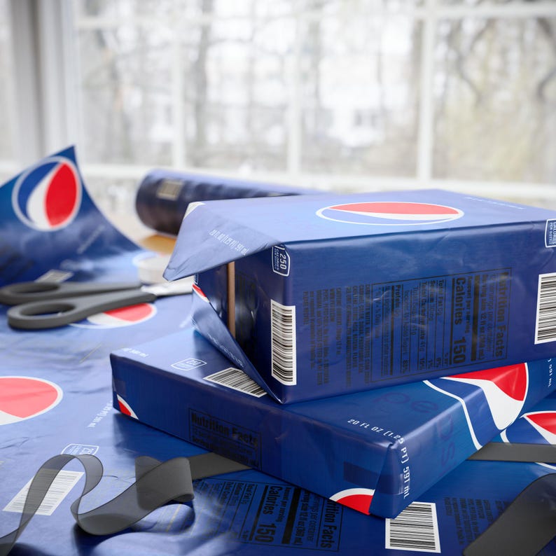 Pepsi Logo Pattern Wrapping Paper | Soda Brand Beverage Holiday Wrap - Etsy