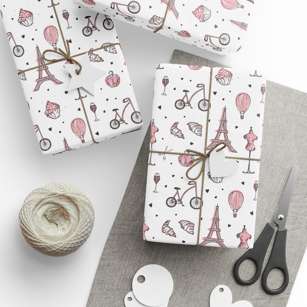 Parisian Sweets Paris Pattern Wrapping Papers | Macarons Eiffel Tower ...