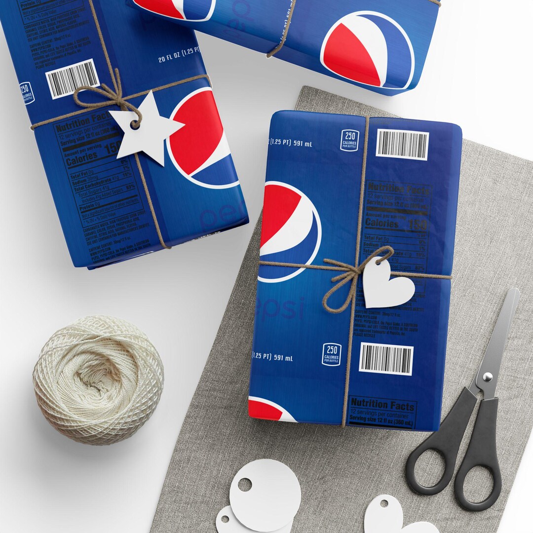 Pepsi Logo Pattern Wrapping Paper | Soda Brand Beverage Holiday Wrap - Etsy