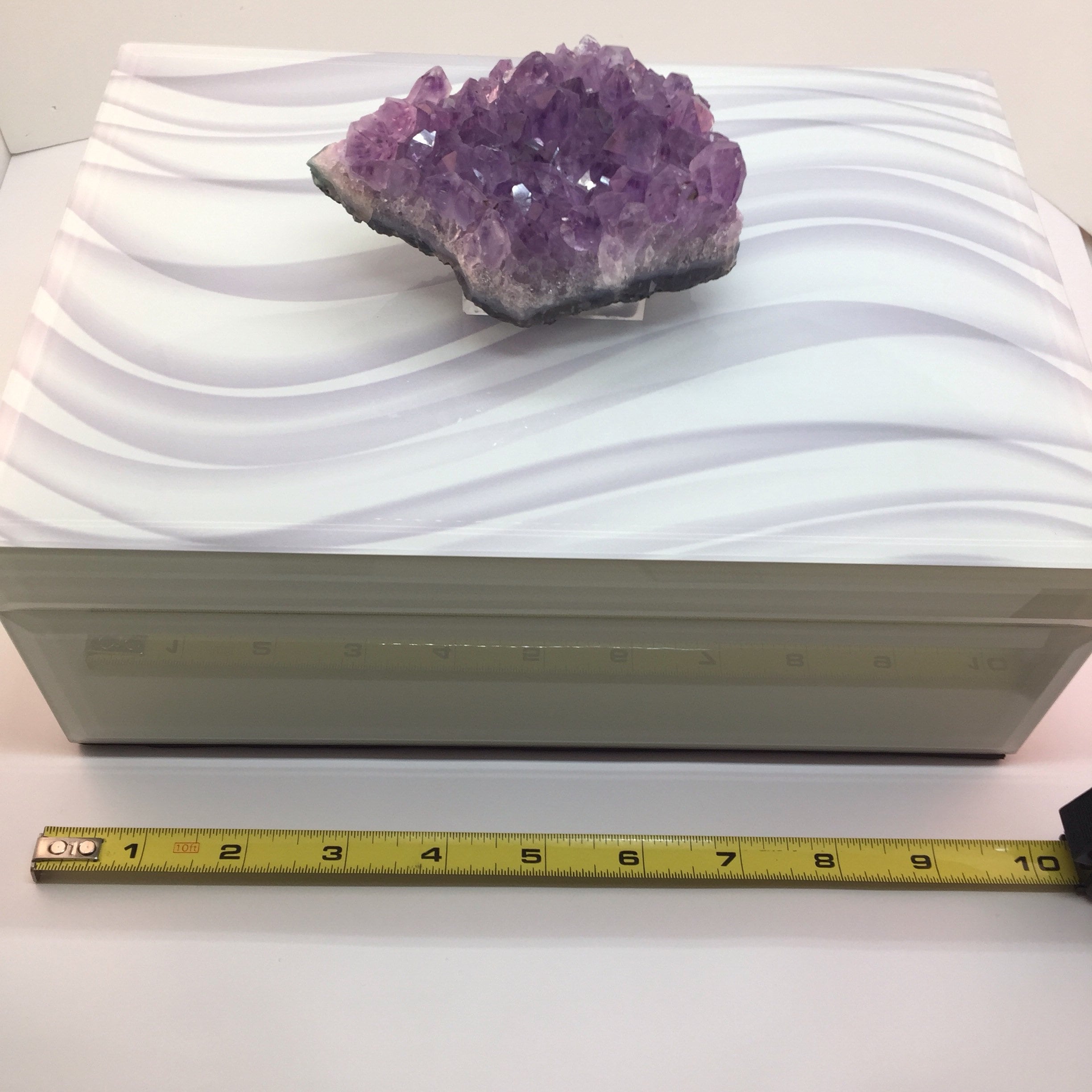 Amethyst cluster glass Jewelry Box, february birthday gift, gemstone ...