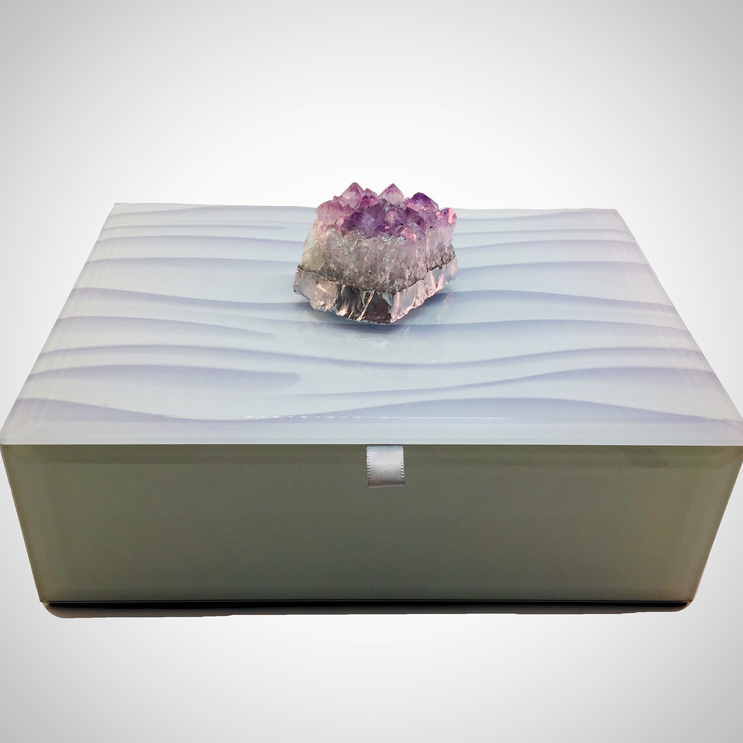Amethyst cluster glass Jewelry Box, february birthday gift, gemstone ...