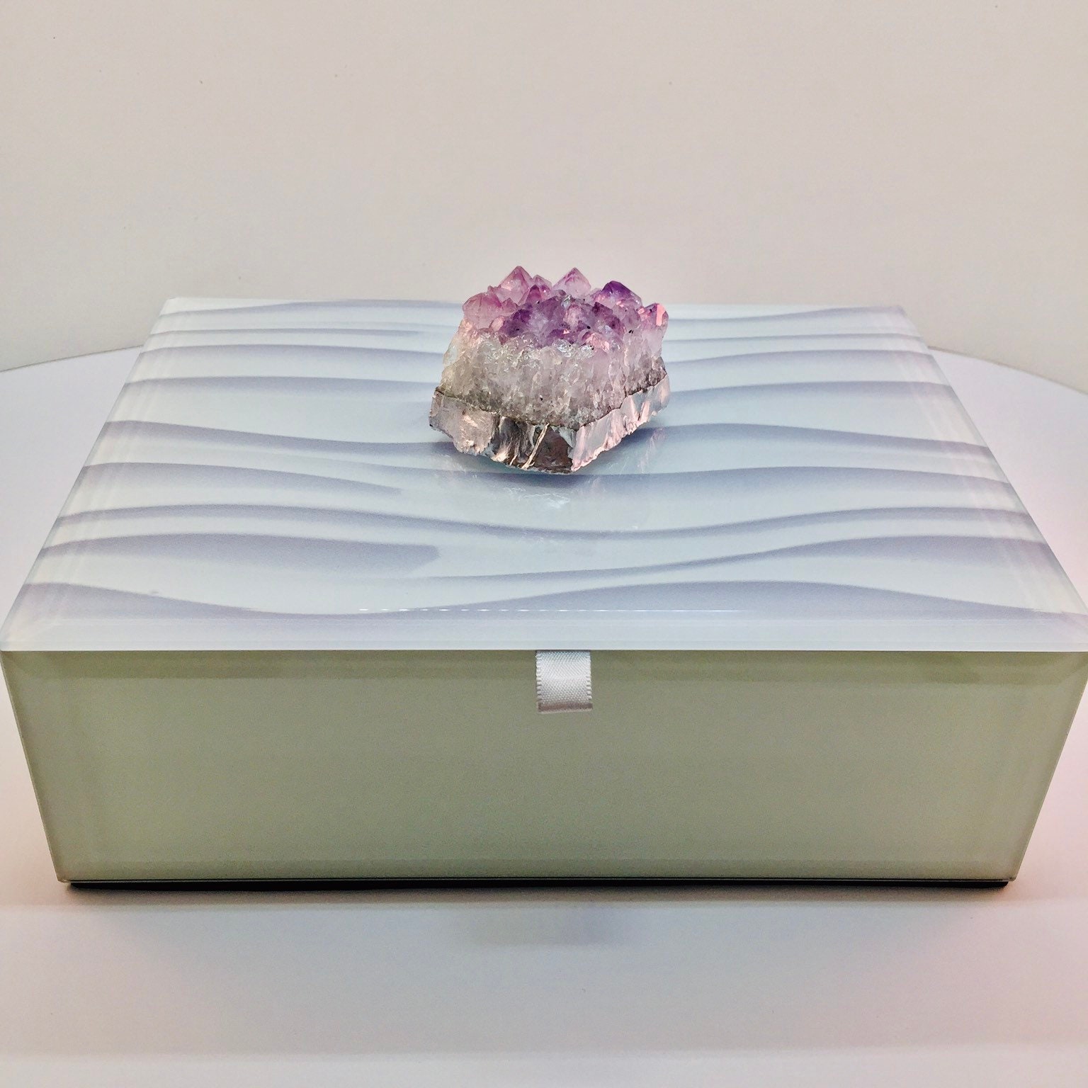 Amethyst cluster glass Jewelry Box, february birthday gift, gemstone ...