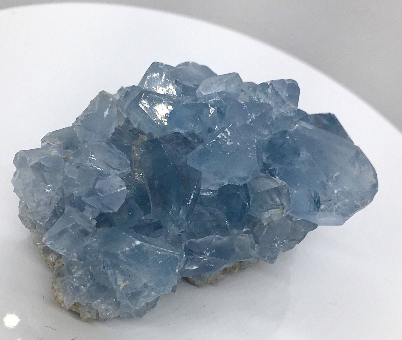 Blue Birthstone Round White Keepsake Box Gemstone Box Blue Celestite ...