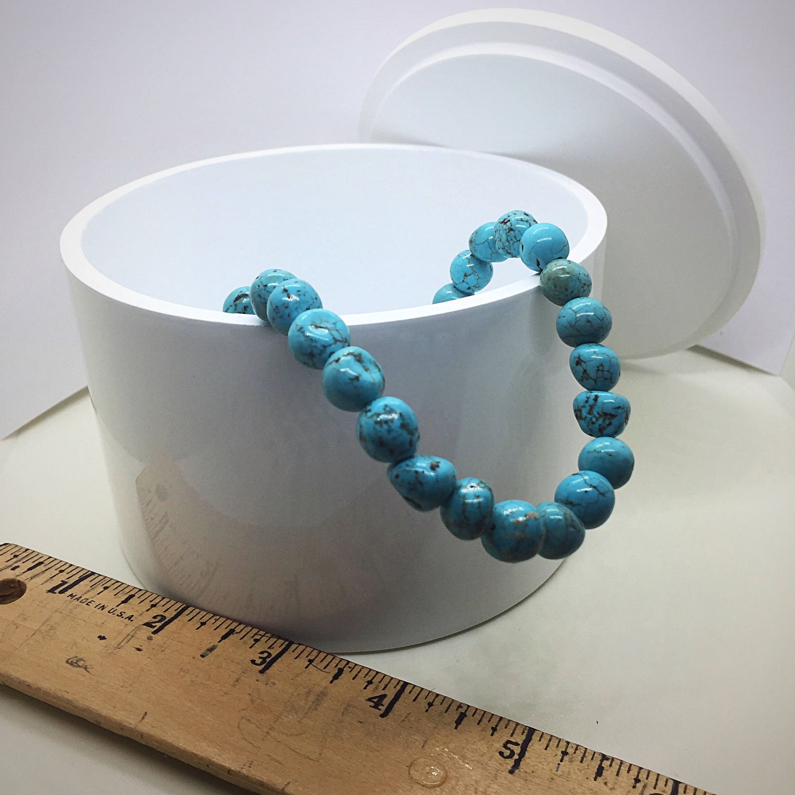 Blue Birthstone Round White Keepsake Box Gemstone Box Blue Celestite ...