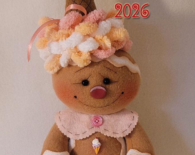 Handmade Gingerbread Doll - Sitting Gingerbread - Neapolitan Ice Cream ...