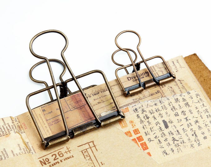 Vintage Bronze Skeleton Paper Clips, 3 Sizes - Hollow Wire Binder Paper ...