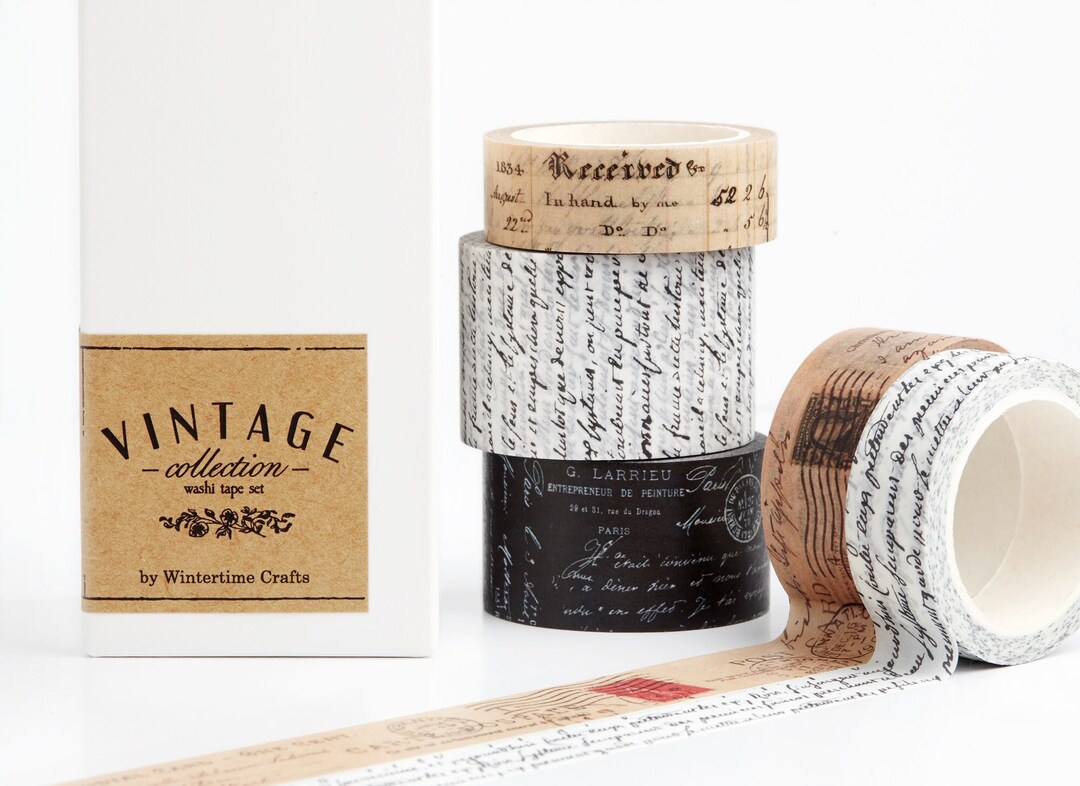 Script Washi Tape Set *SHOP EXCLUSIVE* Vintage Collection 5 Rolls ...