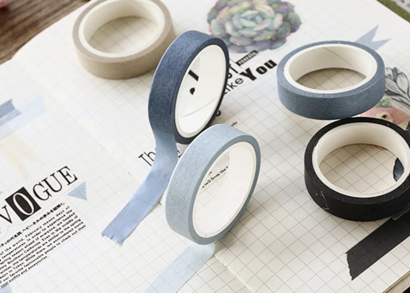 Solid Color Washi Tape Sets, 5 Rolls Masking Tape for Crafts ...