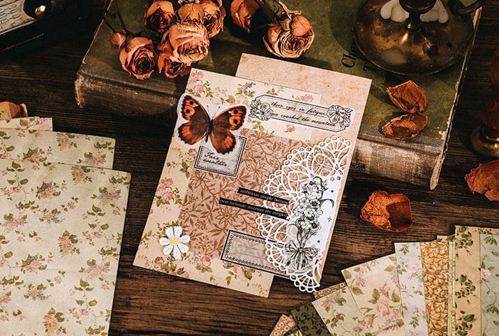 Decorative Paper Material Set Collage or Floral Pattern - Etsy