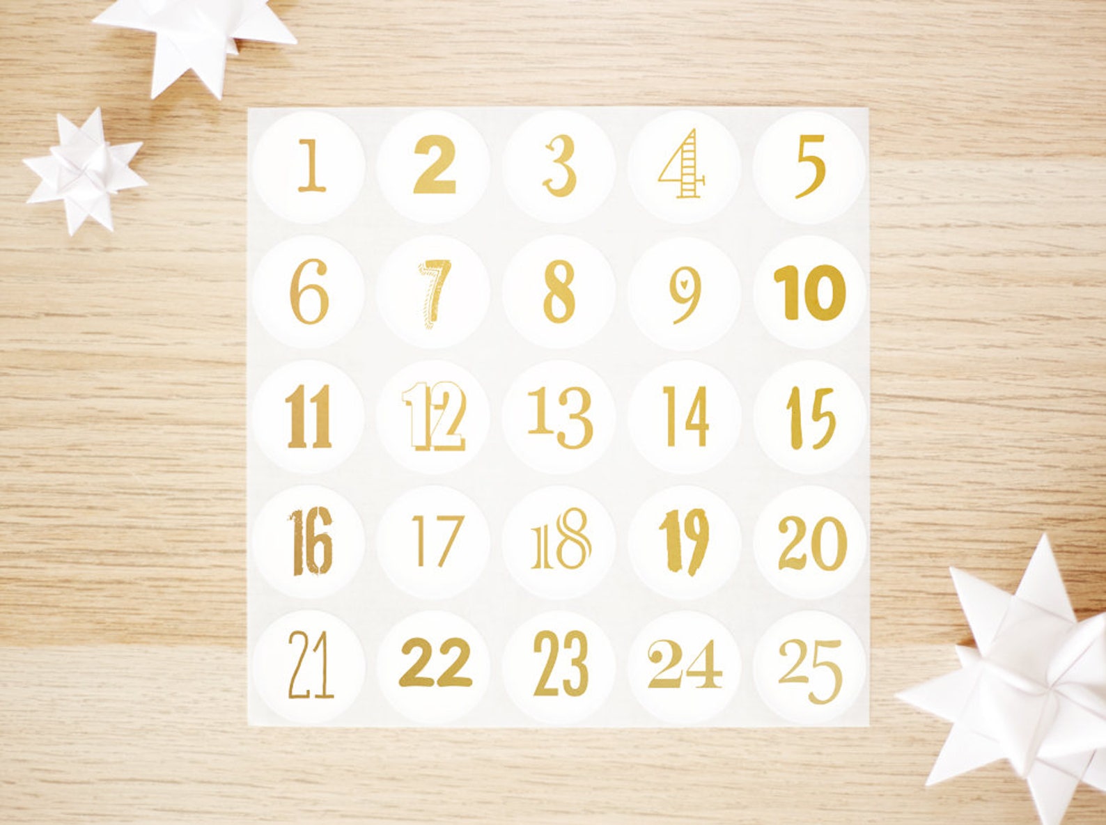 Gold Advent Calendar Numbers Stickers *SHOP EXCLUSIVE* - 1" Foiled ...