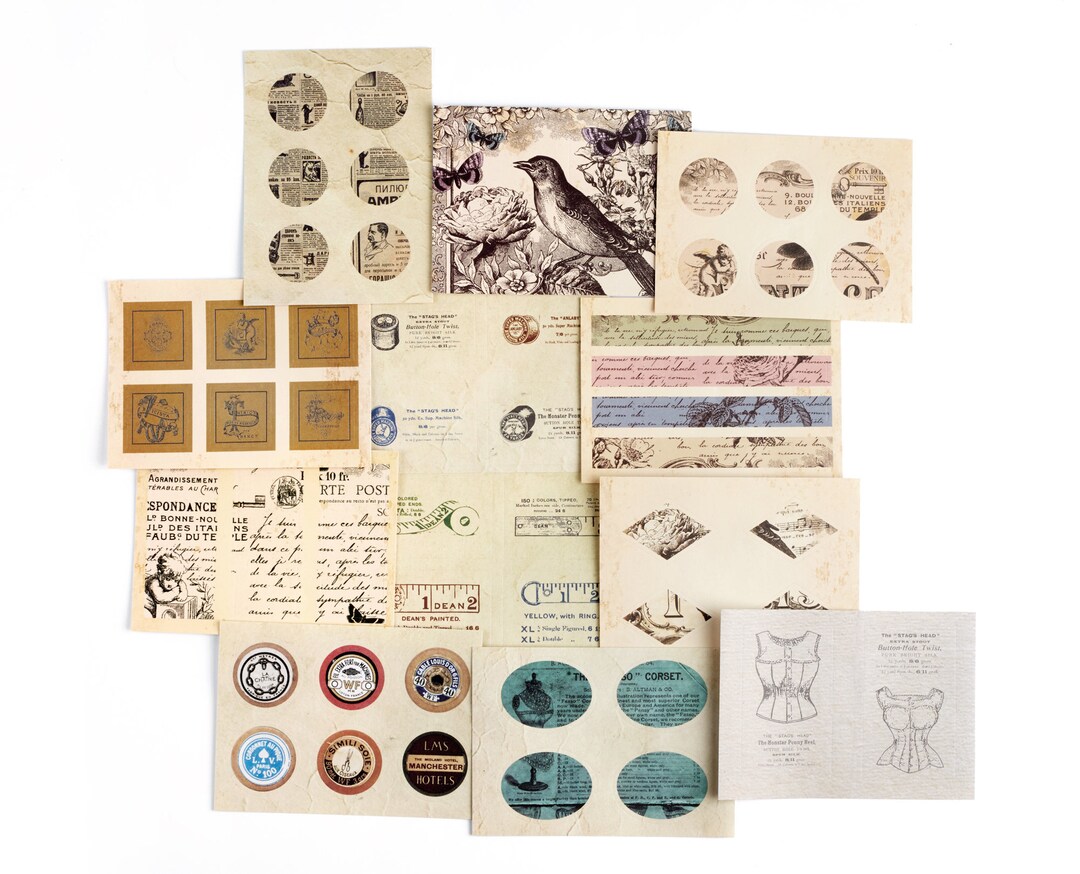 Small Pre-cut Sticker Sheets - Retro Paper Stickers for Art Journaling ...