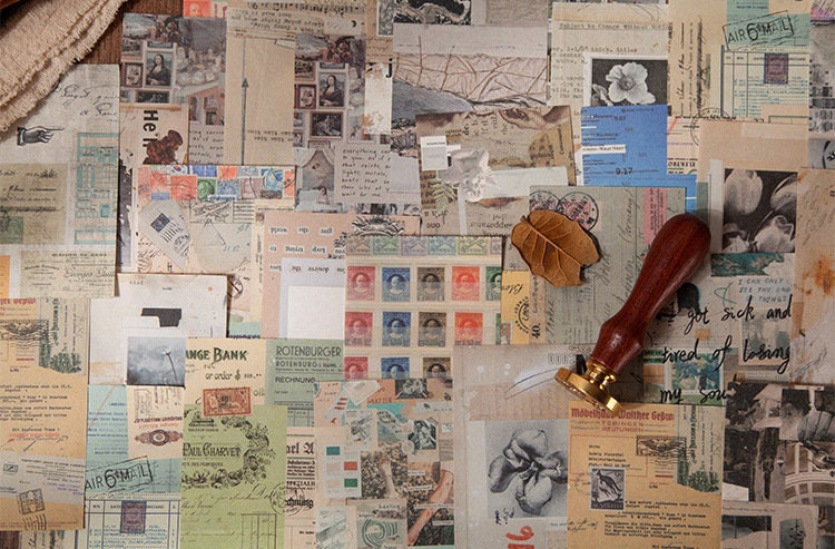 Paper Material Booklet, 50 Pages of Collage Style Prints - Vintage ...