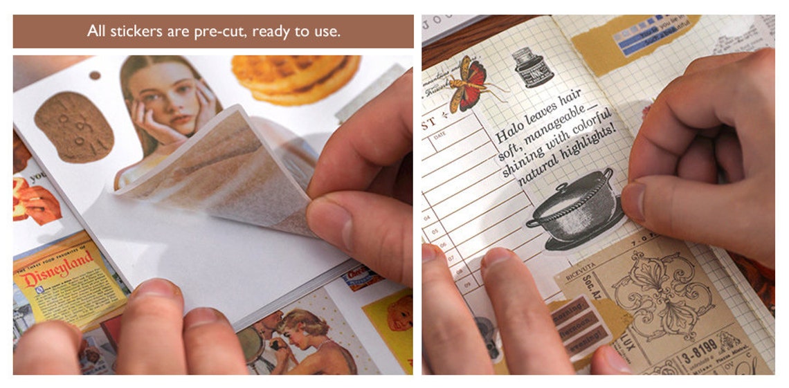 Washi Sticker Book 20 Pages With Hundreds of Pre-cut Vintage - Etsy