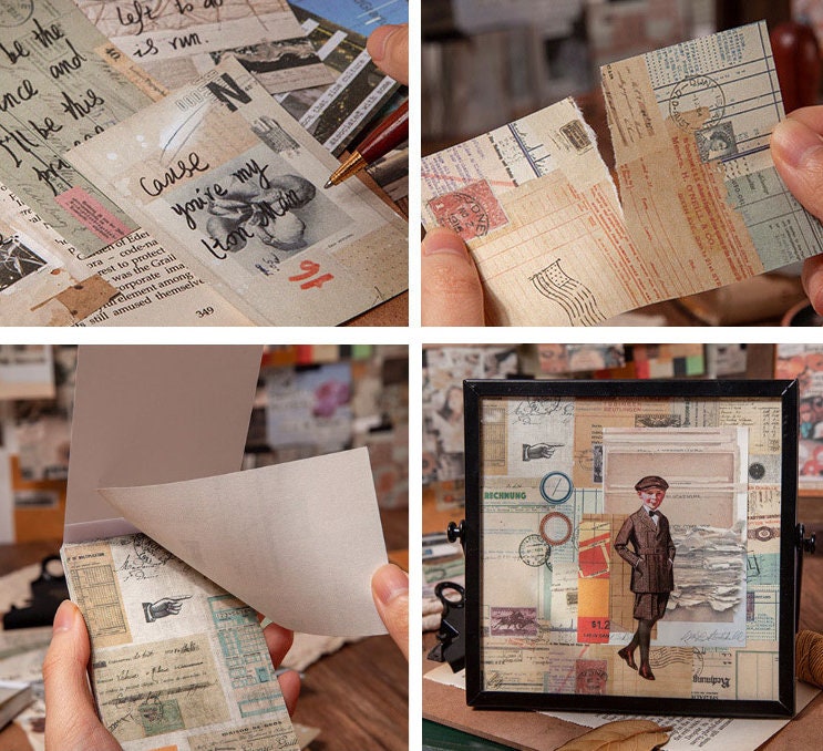 Paper Material Booklet 50 Pages of Collage Style Prints | Etsy