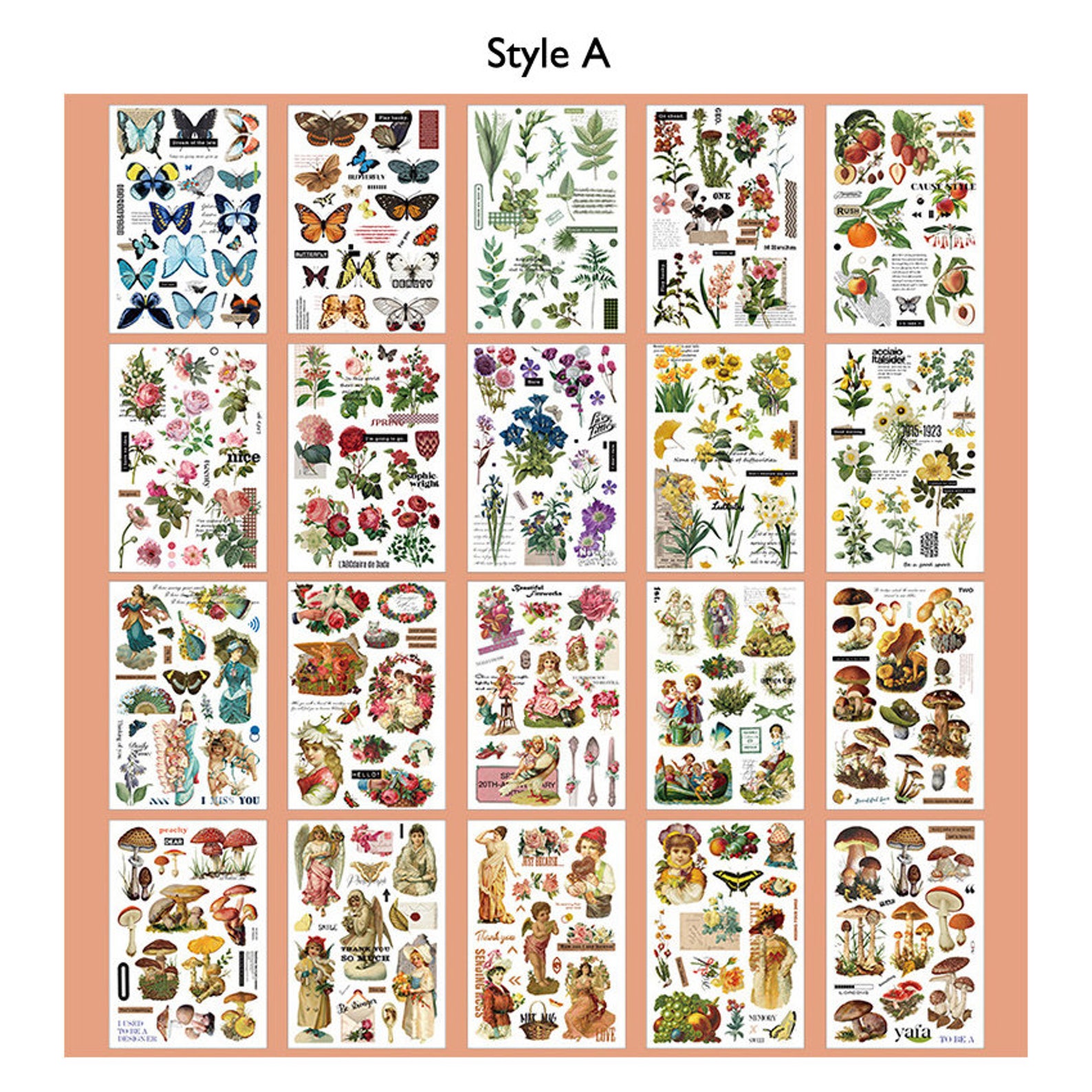 Washi Sticker Book 20 Pages With Hundreds of Pre-cut Vintage - Etsy