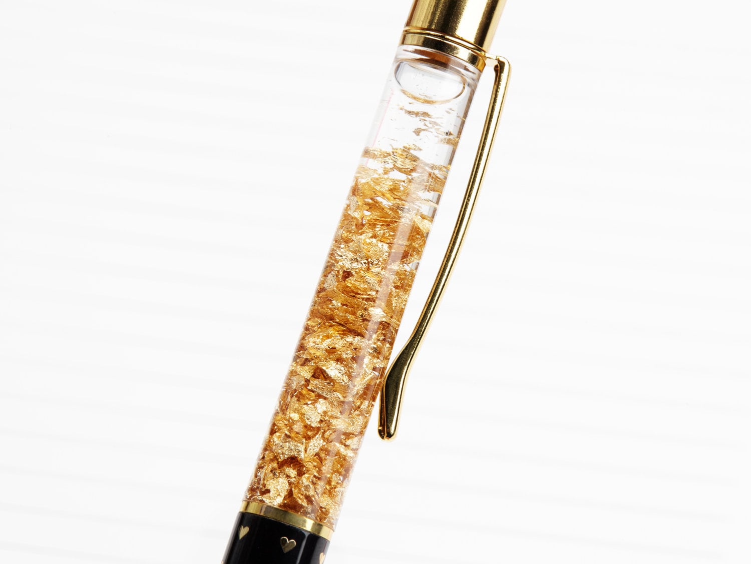Gold Floating Foil Ballpoint Pen With Embossed Hearts Black - Etsy UK