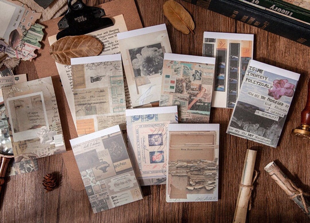 Paper Material Booklet, 50 Pages of Collage Style Prints - Vintage ...