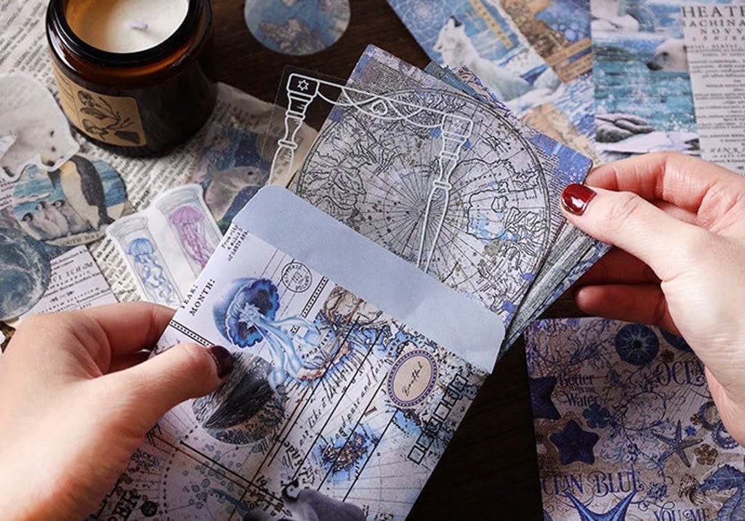 100 Pieces Deco Paper Pack - Vintage Style Paper and Sticker Sets for ...