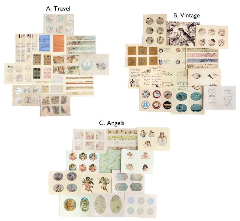 Small Pre-cut Sticker Sheets - Retro Paper Stickers for Art Journaling ...
