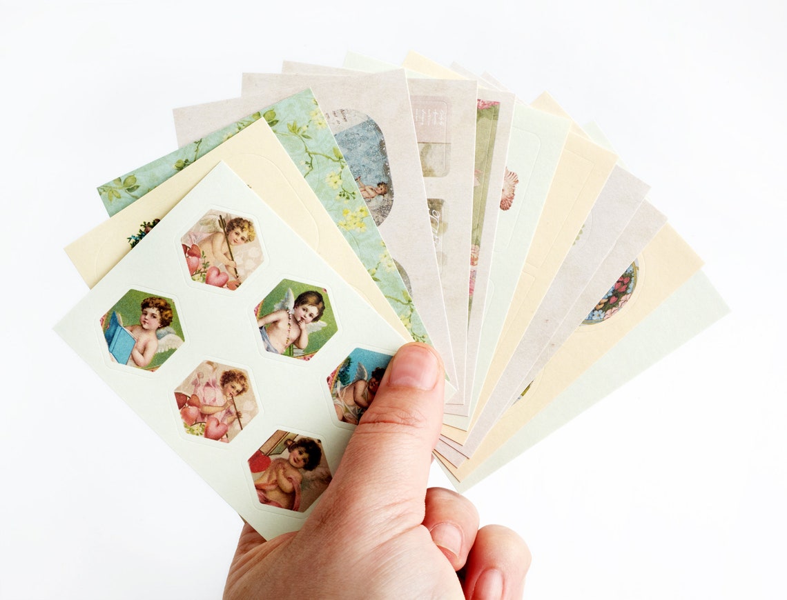 Small Pre-cut Sticker Sheets - Retro Paper Stickers for Art Journaling ...