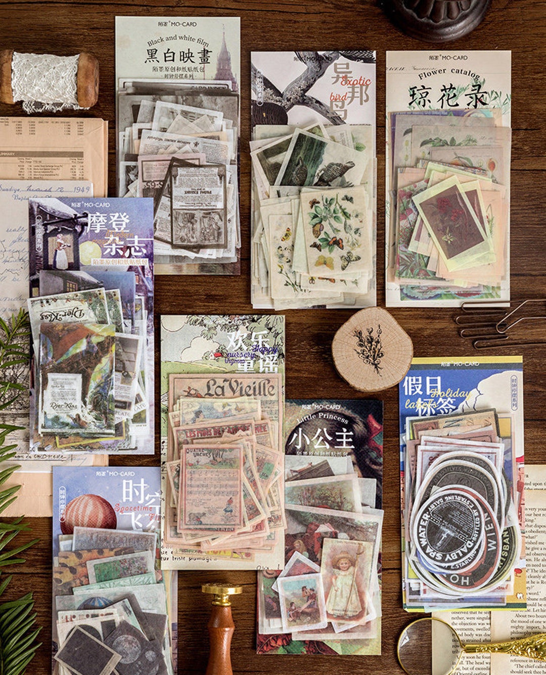 Washi Sticker Sets by MO•CARD, Pack of 60 Vintage Style Stickers for ...