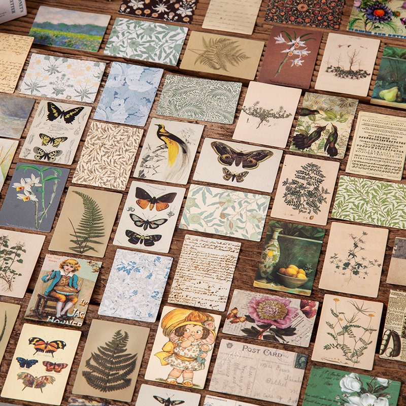 Double-sided Vintage Mini Cards 100 Small Printed Cards for - Etsy