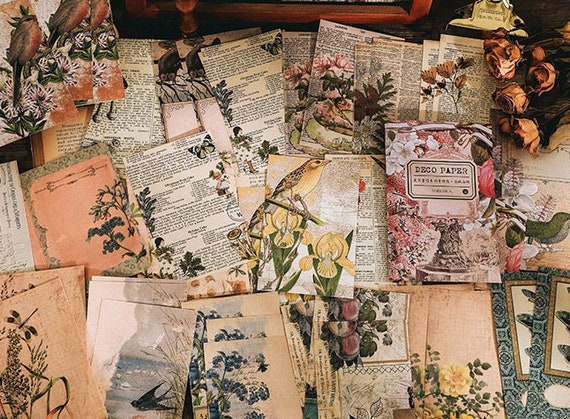 Decorative Paper Material Set Collage or Floral Pattern - Etsy