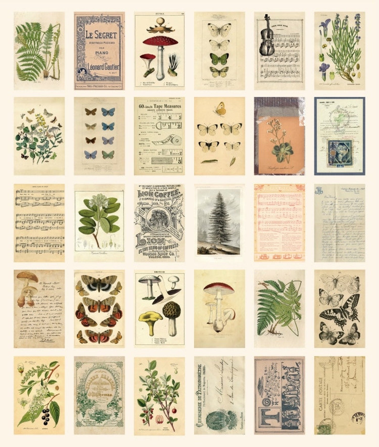 Vintage Style Postcards by Mocard for Scrapbooking Set of 30 Retro ...