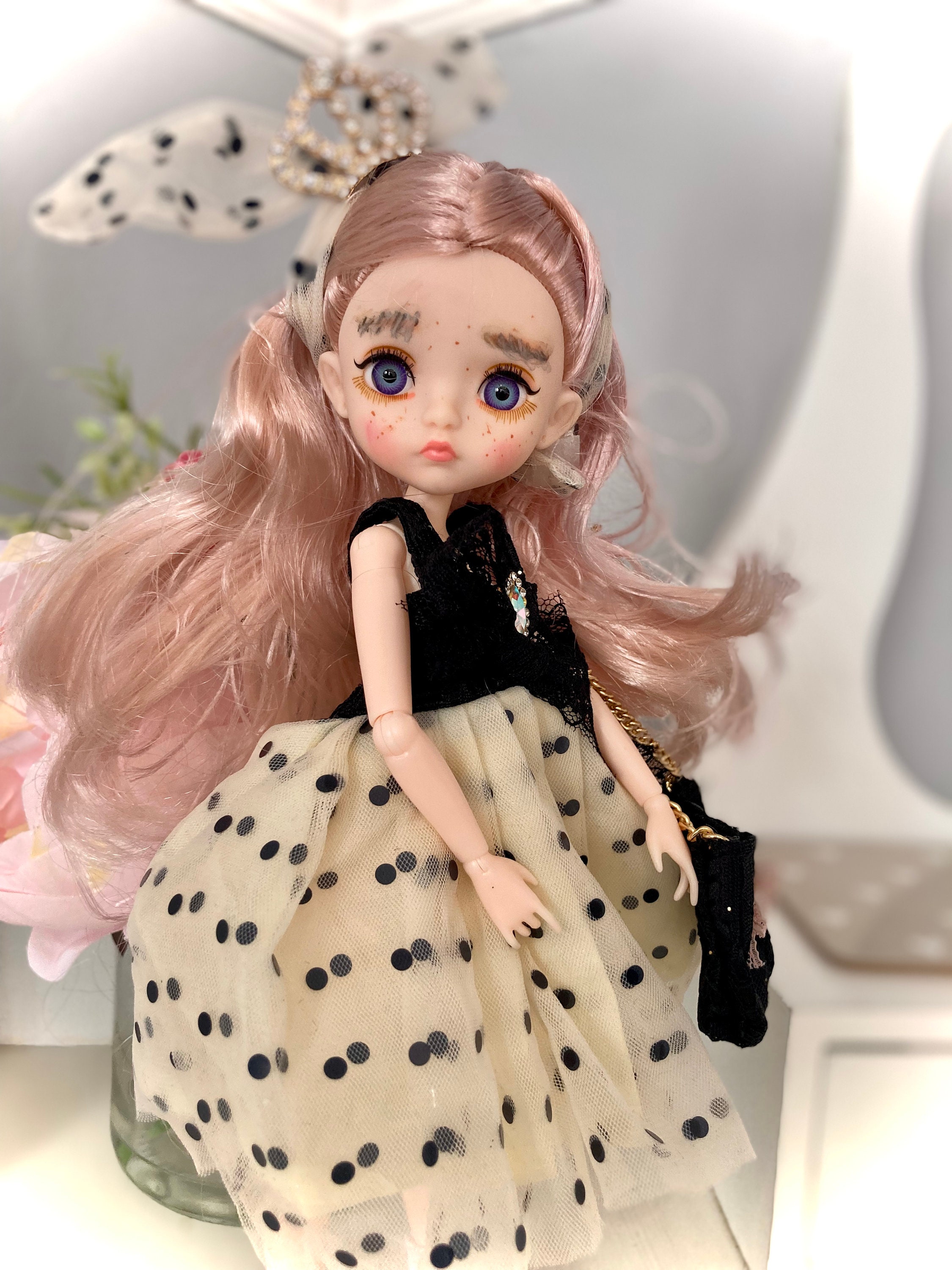 Beautiful Bjd doll in stunning outfitpink hairhand painted | Etsy