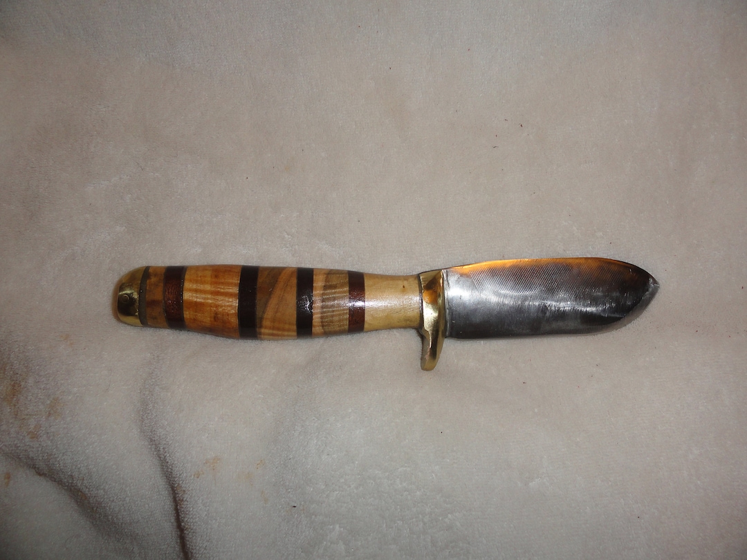 Hand Made File Knife -stacked Wood Handle-leather Sheath - Etsy