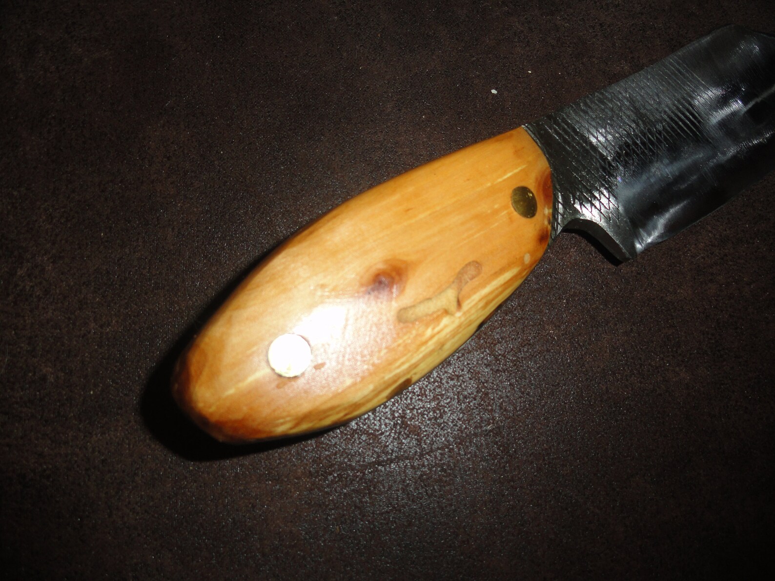 Handmade File Knife-wormy Apple Wood Handle Scales-leather - Etsy
