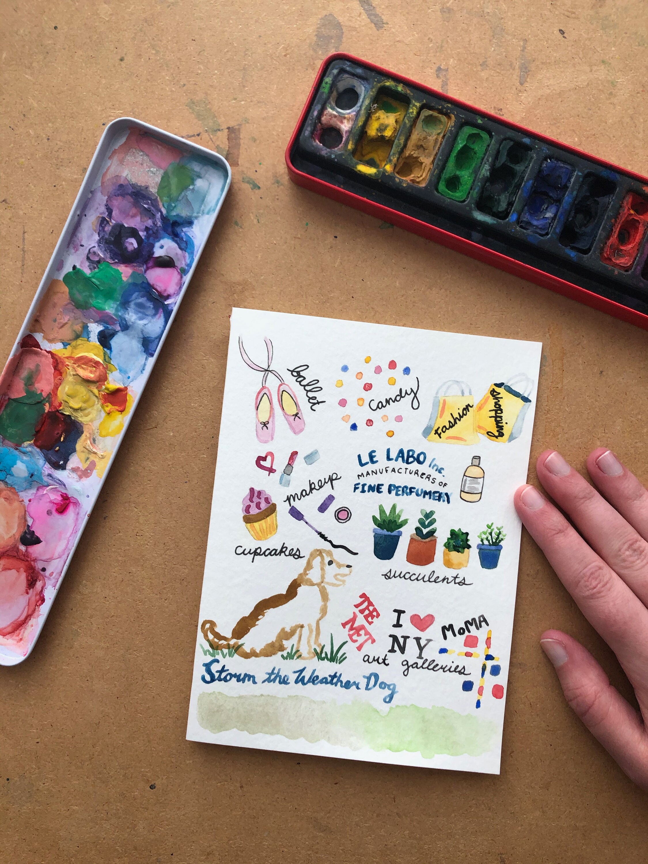 Favourite Things Custom Watercolour Card Illustration - Etsy