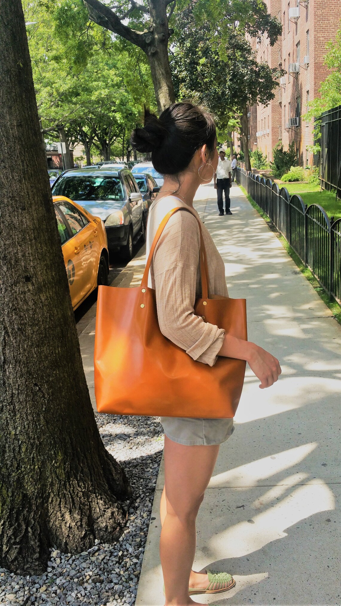 SALE - Broadway Shopper Bag,brown Italian Leather Womens Handbag, Black ...